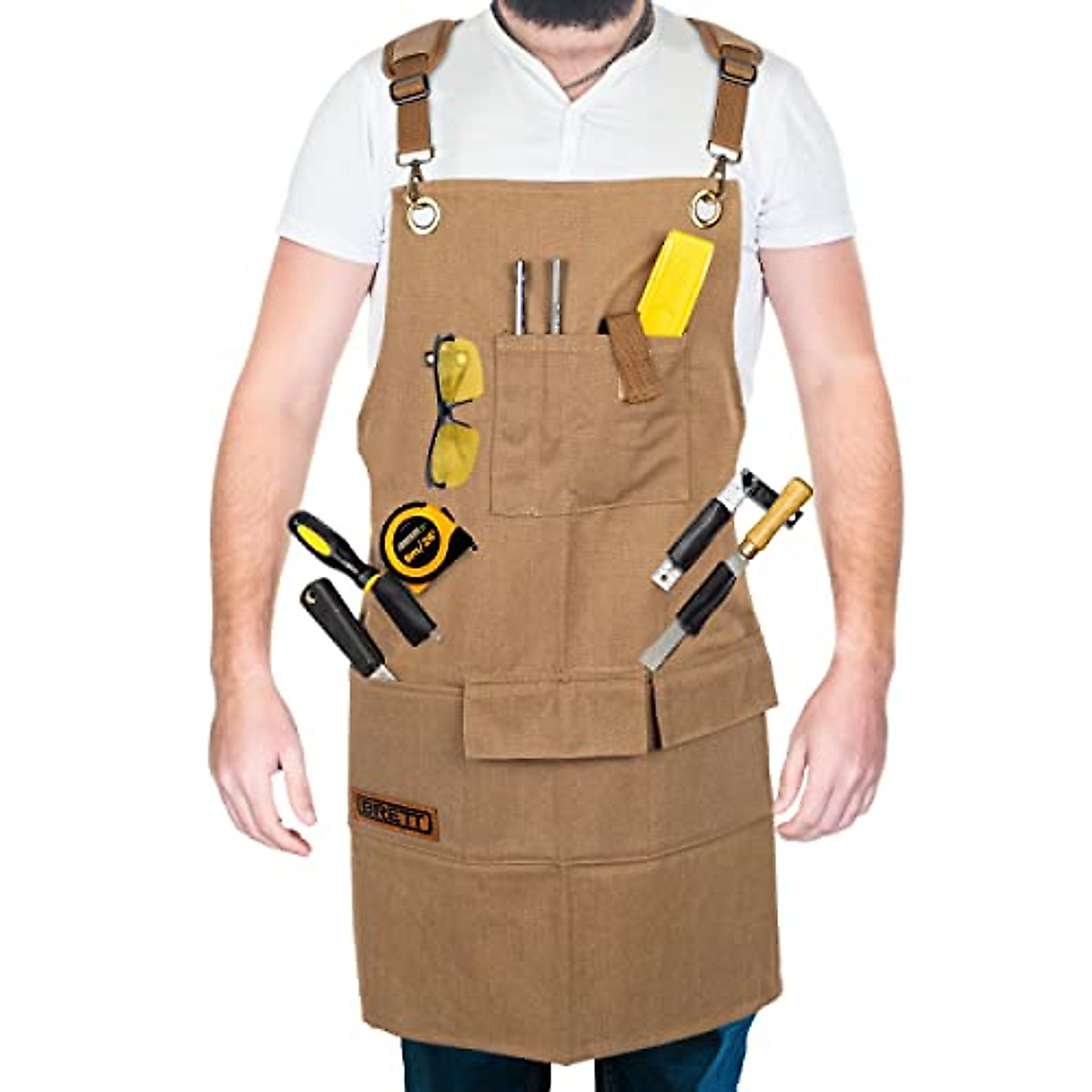 MR BRETT Work Apron, Grilling Aprons For Men With Pockets, Woodworking Tools And Equipment For DIY Projects, Bbq Accessories, Chef Apron, Welding Accessories And Tools, Kitchen Apron, Barber Apron