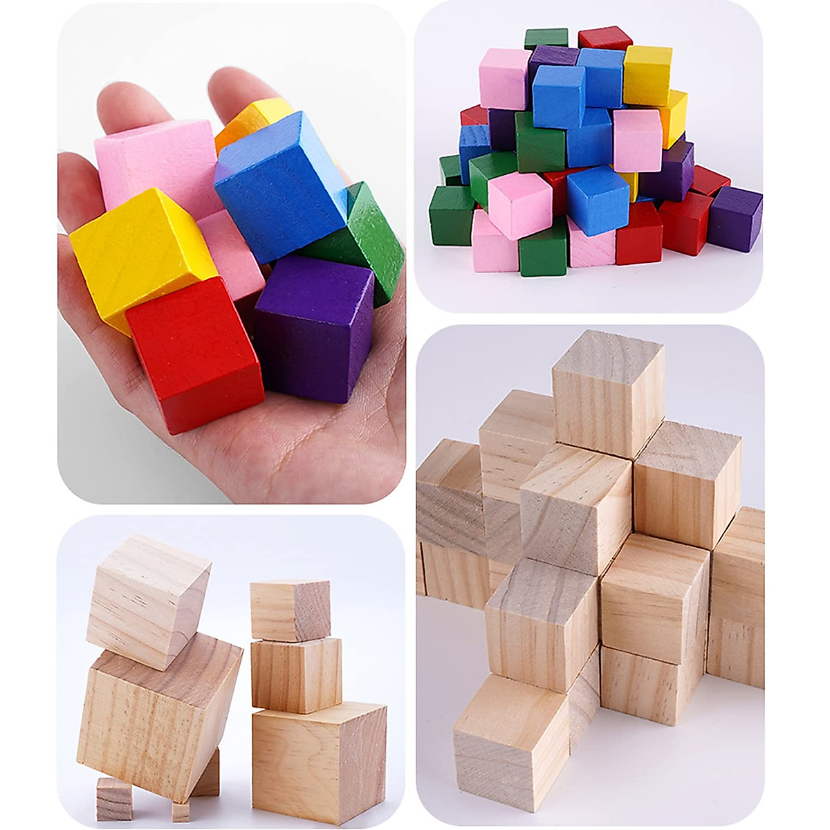 Tosnail 30 Pack 2 Inches Unfinished Wooden Cubes Wooden Blocks - Great for Crafts Making