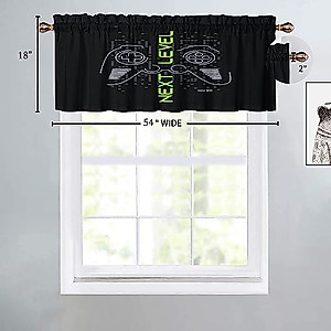 Abstract Boys Gamepad Rod Pocket Valance Curtains,Modern Digital Geometric Video Game Game Gamepad Window Treatments Valances for Kitchen Living Bathroom 54x18inch（2Pcs）