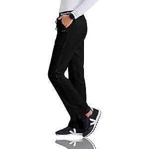 Grey's Anatomy 4275 3 Pkt Logo Waist Pant with Drawstring (Black, XX-Small)