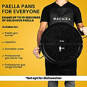Machika Enamel Paella Pan | Paella Pan | Skillet for Paella and Rice Recipes | Perfect for Indoor & Outdoors | Easy Cleaning | Rust Proof Coating | 10 Servings | 17 inches |