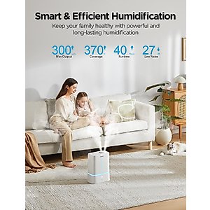 GoveeLife Smart Humidifier for Bedroom Large Room, 4.5L Cool Mist Top-Fill Humidifiers with Scent Diffuser & Night Light, Voice & App Control, Dual 360° Rotation Nozzles, Handle Design, Auto Shut Off