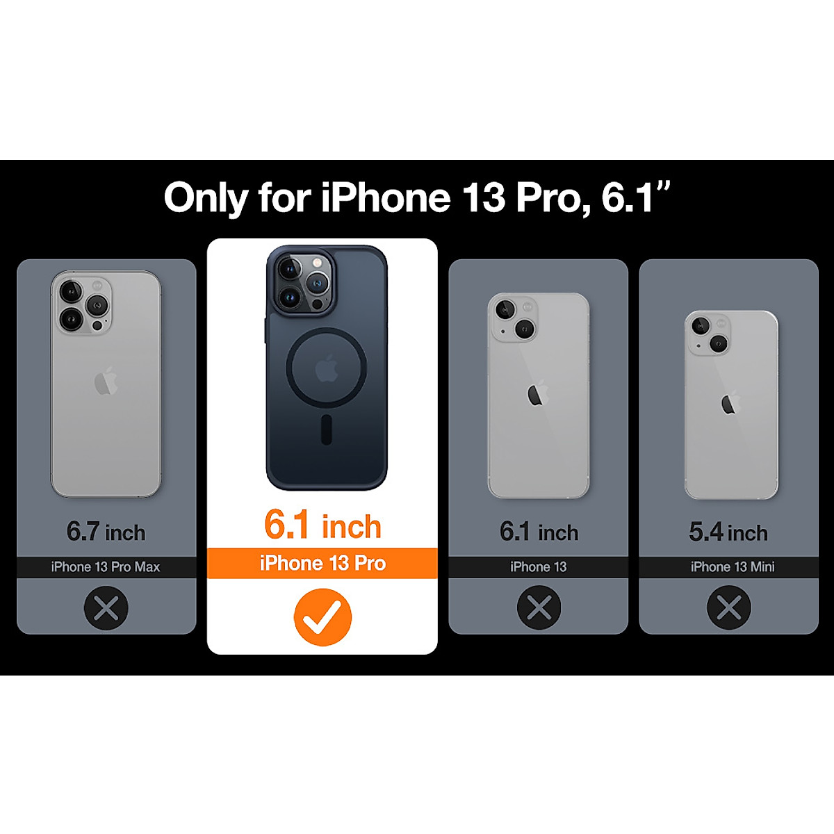 TORRAS Stronger Magnetic for iPhone 13 Pro Case, Military Grade Drop Tested, Compatible with MagSafe, Slim Protective Translucent Matte Silicone Case for iPhone 13 Pro Phone Case, Translucent Black