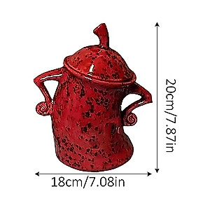 YYPLIAN Canister With Attitude, Large Ceramics Jar with Lid, Cute Creative Food Storage Jar with Airtight for Coffee, Tea, Sugar, and Spices (Red)