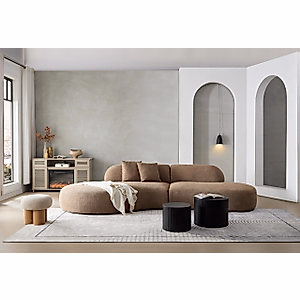 HAMORESPACE 135‘’Curved Sectional Sofa, Multiple Seating Positions, Fabric Upholstery Couch for with Pillows for Living Room Office,Apartment (Camel,Left-Facing)