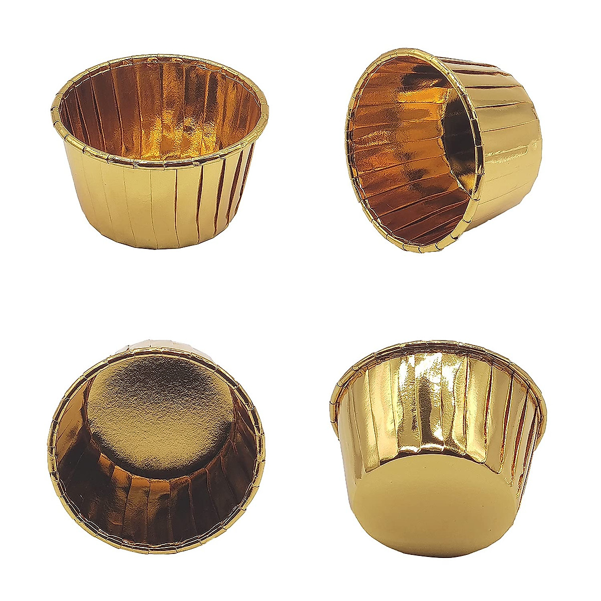 Mombake Aluminum Foil Standard Muffin Cupcake Liners, Disposable Baking Cups with Vibrant Color for Party Celebration, Gold 50-Count