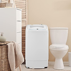 COMFEE’ Portable Washing Machine, 0.9 Cu.ft Compact Washer With LED Display, 5 Wash Cycles, 2 Built-in Rollers, Space Saving Full-Automatic Washer, Ideal for RV/Dorm/Apartment, Ivory White