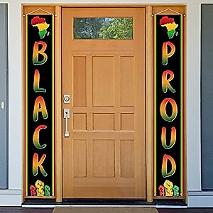 Black History Month Decoration Outdoor Black Proud Porch Sign Banner African American Juneteenth Kwanzaa Decoration and Supplies for Home Party