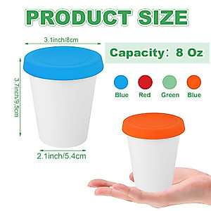 WOPPLXY 6 Pack Ice Cream Containers, 8Oz Freezer Storage Tub with Silicone Lids, Reusable Ice Cream Storage Containers for for Homemade Ice Cream, Sorbet, Dessert - Blue, Red, Green, Orange