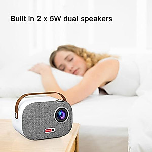 Projector, 100 to 240V Remote Control 5G 2.4G WiFi 300 ANSI Lm HDR Compatible Portable Projector for Tablets for Computers (US Plug)