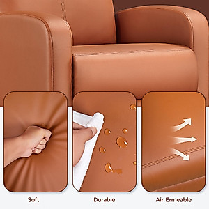 Yaheetech Recliner Chair PU Leather Recliner Sofa Home Theater Seating with Lumbar Support Overstuffed High-Density Sponge Push Tan Recliners