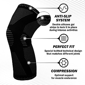 POWERLIX Knee Brace + Ankle Brace (Pair) Compression Support Sleeve for Men & Women, Knee and Ankle Support for Weightlifting, Workout (Black, Large) (Check the Size Chart First)