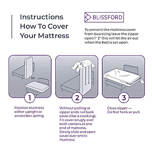Plastic Mattress Protector Zippered Twin, Waterproof Vinyl Mattress Cover, Heavy Duty Noiseless Mattress Encasement by Blissford