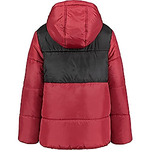 Calvin Klein Boys' Heavyweight Hooded Bubble Jacket with Polar Fleece Lining, Red Carpet, 5