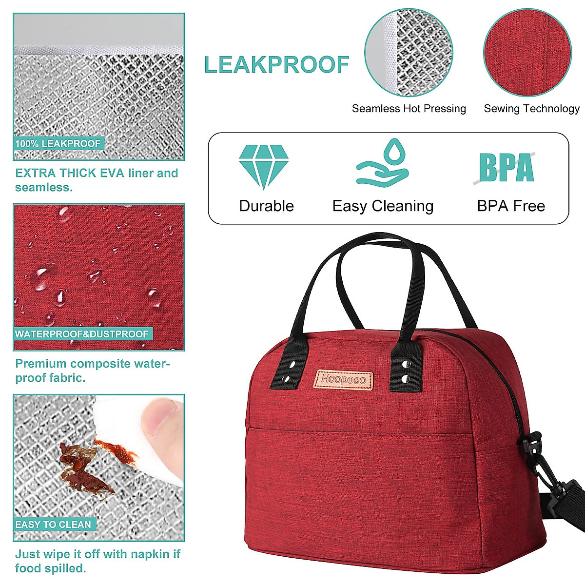 havatree Insulated Lunch Bag Women - Reusable Lunch Box for Work Picnic Beach Outdoor Sports - Leakproof Cooler Bento Box Freezable Lunchbox with Adjustable Shoulder Strap