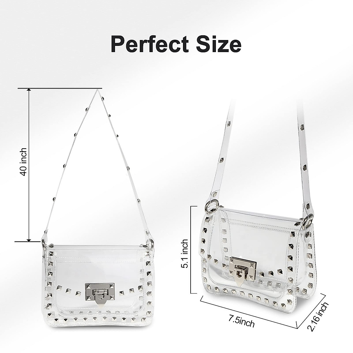 NEW RUICHENG Clear Purse for Women, Clear Crossbody Bag, handbag, shoulder bag with silver chain strap PGA stadium certification bag(silver)