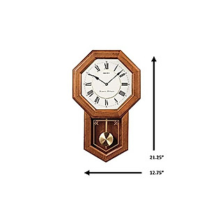 Seiko Light Oak Traditional Schoolhouse Wall Clock with Chime & Pendulum