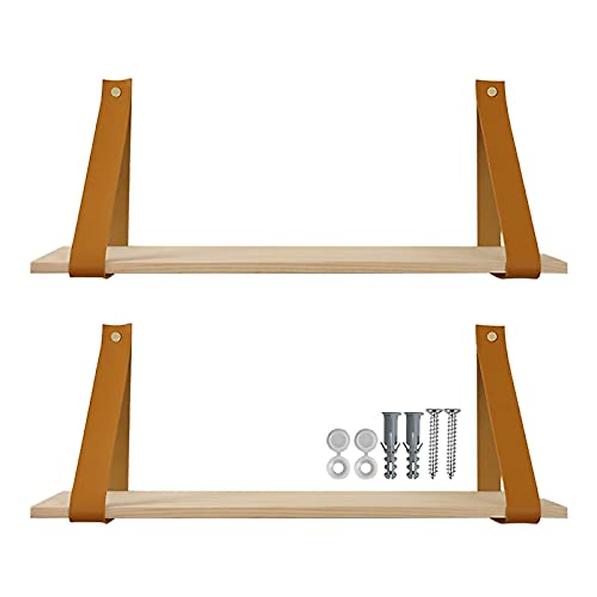 Floating Shelves Set of 2, Wall-Mounted Shelves for Living Room, Bathroom, Kitchen, or Bedroom