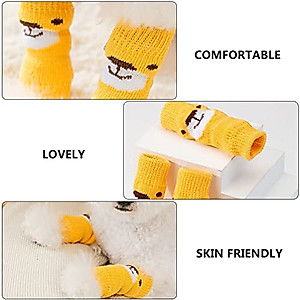 VILLCASE Pet Leg Warmers Knitted - 4PCS Thick Elastic Cute Dog Hock Protector Covers Warm Puppy Leg Sleeves for Small Medium Dogs Cats (Yellow)
