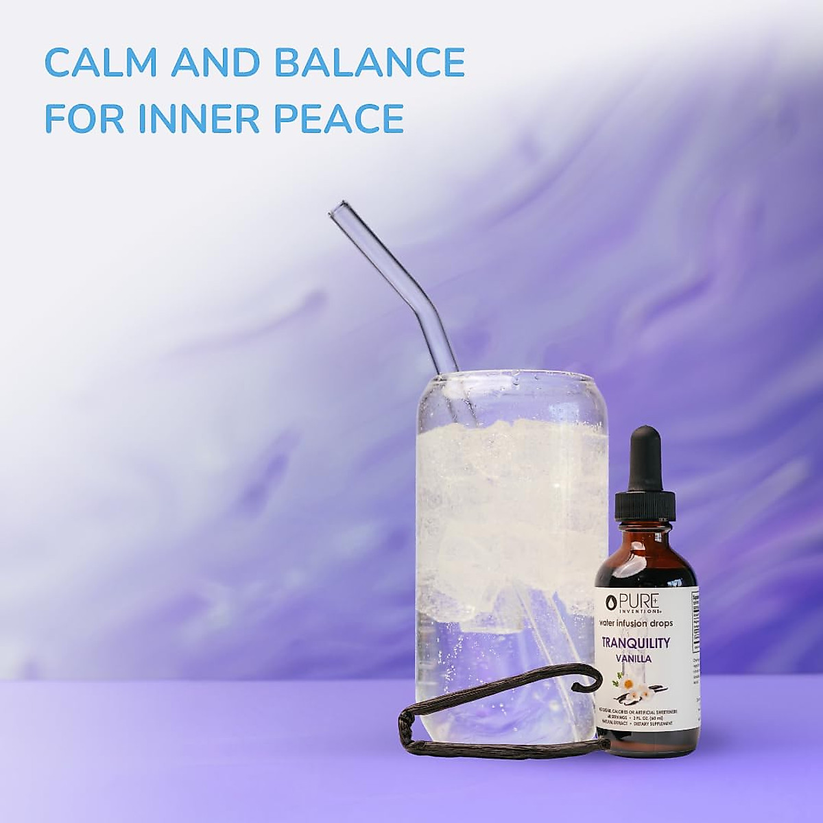 Pure Inventions Tranquility - Supports Relaxation - Vanilla and Chamomile - Water Infusion Drops - No Sugar, Calories, or Artificial Sweeteners - 60 Servings - 2oz