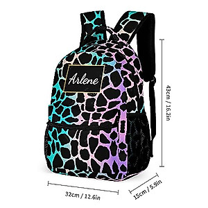 Wellhoope Custom Name Backpack 3PCS Set Cow Print Aesthetic Backpack Lunch Bag Pen Case 3 IN 1 Outdoor Daypack Travel Bag Double Shoulder Laptop Bag Climbing Backpack