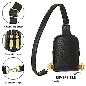 INICAT Small Crossbody Sling Bags for Women Vegan Leather Cell Phone Purse Fanny Packs for Women Men(Black)