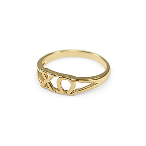 The Collegiate Standard Chi Omega 14k Gold Plated Sorority Ring with Greek letters