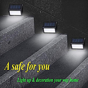 Homeyearn Outdoor Solar Step Lights with Larger Battery Capacity 8-Pack 6 LED Solar Powered Deck Lights Weatherproof Outdoor Lighting for Steps Stairs Decks Fences Paths Patio Pathway (White Light)