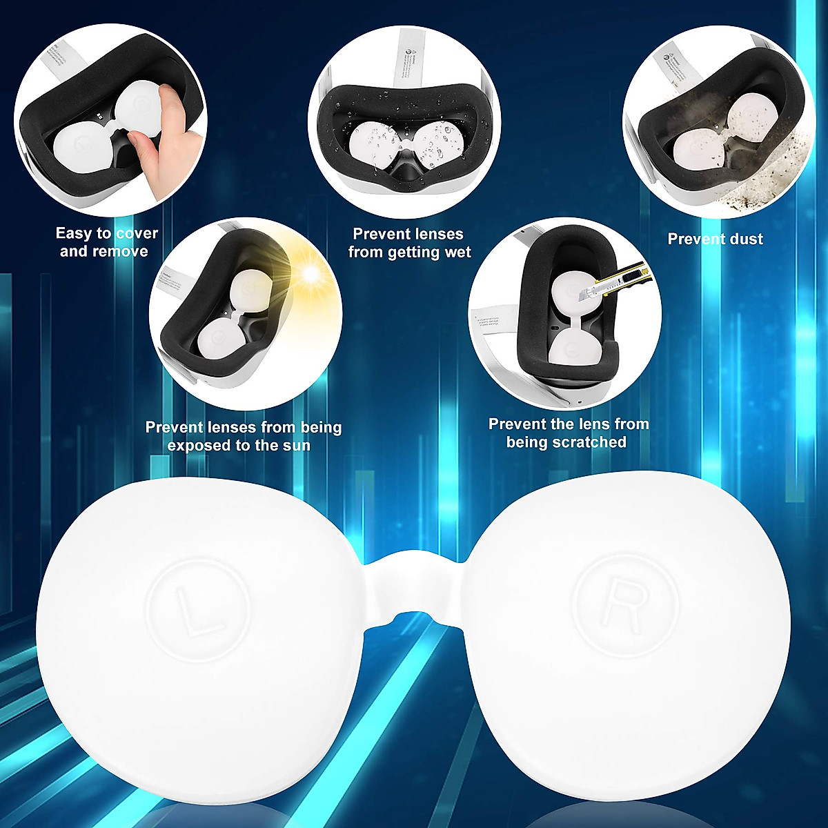 X-super Home Silicone Covers Sets 3pcs for Oculus Quest 2 - Face Cover Mask - Lens Cover Caps - Soft VR Shell Case Protected All Headset Body for Q2 (White)