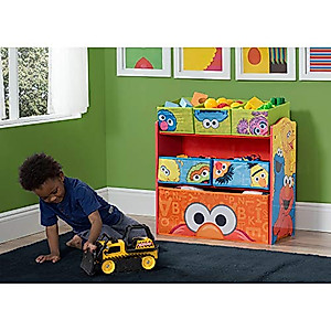 Delta Children Chair Desk with Storage Bin + Design and Store 6 Bin Toy Storage Organizer, Sesame Street (Bundle)