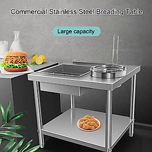 Stainless Steel Breading Table, Fried Food Prep Breader Station with Baskets, Breading Table Fried chicken FishFood Prep Station, for Chicken Fish Vegetable Fry
