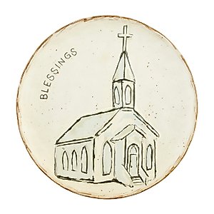 Mud Pie Church Blessing Platter, 12 1/2" Dia, White