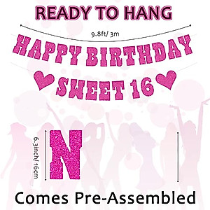 Pre-Strung Birthday Party Decorations,Sweet 30 Happy Birthday Banner,Pink Glitter Thirty Birthday Banner Boot for 30th Women Birthday Party. Did we mention no DIY?