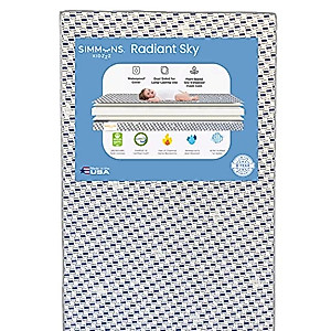 Simmons Kids Radiant Sky Dual Sided Baby Crib Mattress and Toddler Mattress, Waterproof, GREENGUARD Gold and CertiPUR-US Certified, Firm Plant-Based Foam, 5 Year Warranty, Made in USA