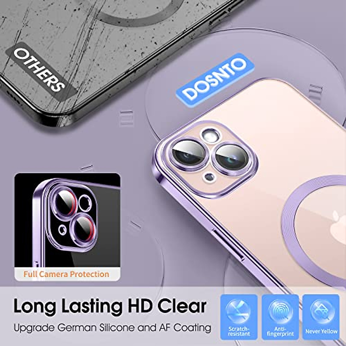 Magnetic Clear for iPhone 13 Mini Case with MagSafe [Integrated Camera Cover Glass] [Original iPhone Exterior] Silicone Cover Slim Thin [Non-Yellowing] Anti-Fingerprint Scratch Wireless Charging
