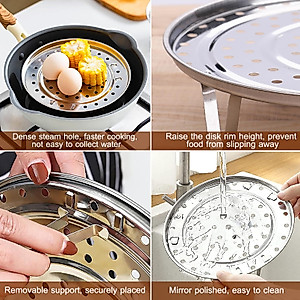Round Steamer Rack 1pcs with Silicone Steamer Liners, Stainless Steel Food Steamer Basket with Removable Stand for Steamer Cooking, Instant Pot Steamer Basket for Vegetables Dumplings fish and Seafood (Round-6.9inch/17.5cm)