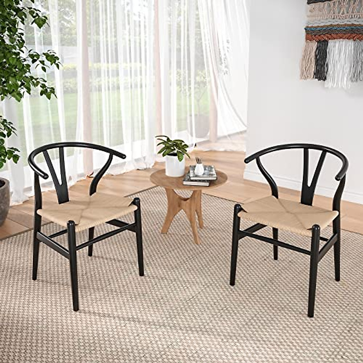 STARY Wood Wishbone Dining Room Chairs Mid Century Modern Wooden for Your Beach House, Fully Assembled