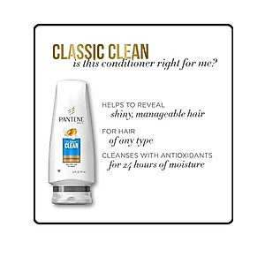 Pantene Classic Clean Conditioner, 24 fl oz, Twin Pack