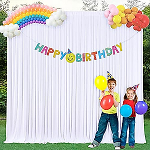 6 Panels White Backdrop Curtain for Parties Wedding Wrinkle Free White Photo Curtains Backdrop Drapes Fabric Decoration for Baby Shower 30ft(W) x 10ft(H)
