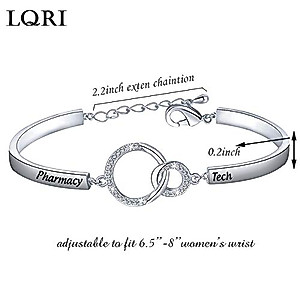 LQRI Pharmacy Tech Pharmacy Technician Bracelet Rx Jewelry Gift Pharmacist Gift Pharmacy Pharmacist Graduation Gift For Women (silver-Pharmacy Tech)