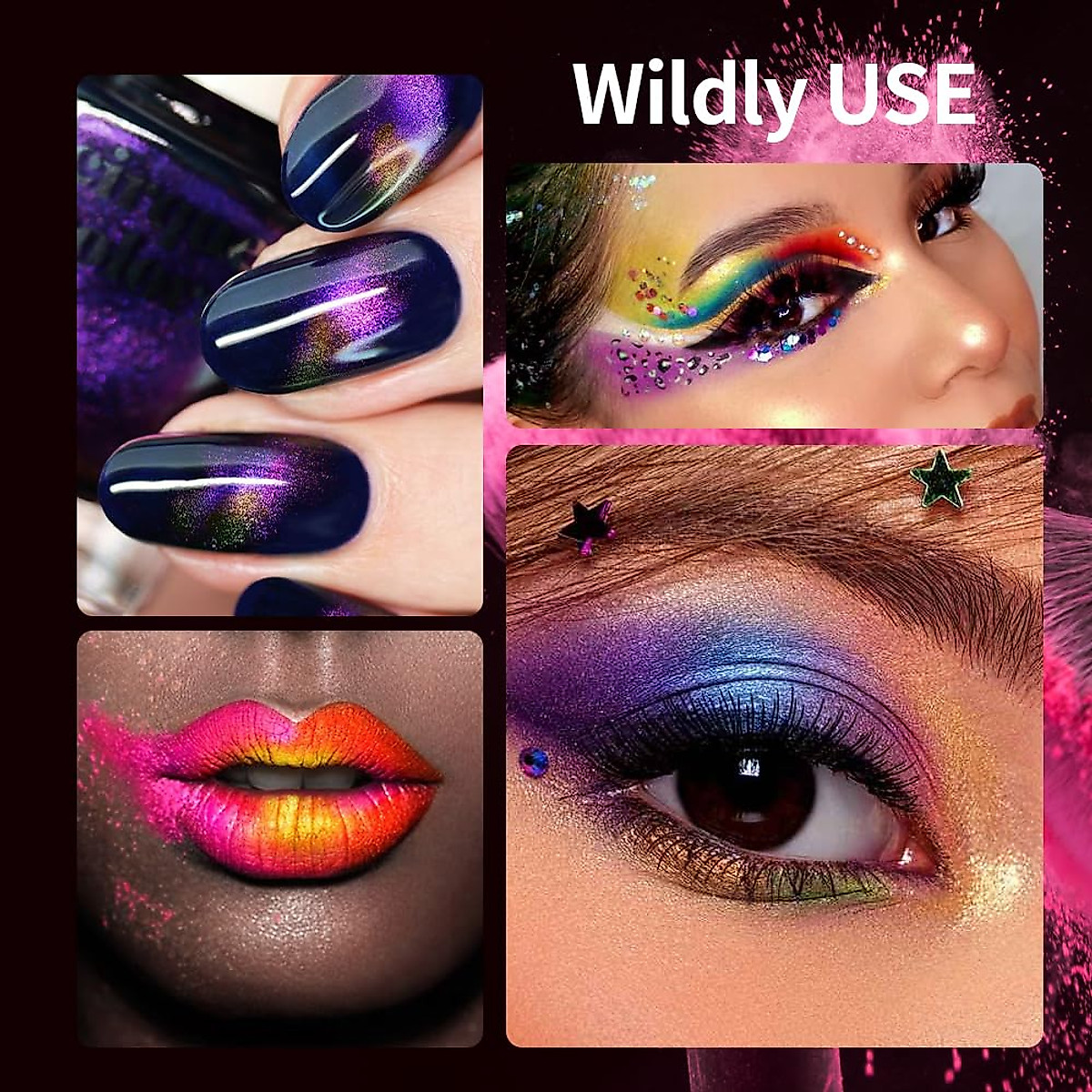 OSBANG 10 Colors Chameleon Mica Powder Color Shift Pigment Powder for Epoxy Resin Painting Soap Making Bath Bombs Candle Making Slime(0.1oz/jar)