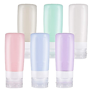 sincewo Travel Bottles Travel Containers TSA Approved Travel Size Toiletries Containers 3oz Leak Leakproof Silicone Travel Bottles for Shampoo Conditioner Lotion Face Body Wash (6 Pack)
