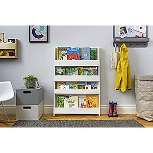 Tidy Books® Childrens Bookshelf (Age 0-10) Book Rack Storage for Kids, Wall Bookshelf, Front Facing Bookcase, 45.3 x 30.3 x 2.8 in, Wooden, White, Eco Friendly, Handmade, The Original Since 2004