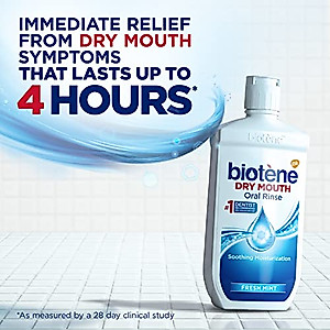 Biotène Oral Rinse Mouthwash for Dry Mouth, Breath Freshener and Dry Mouth Treatment, Fresh Mint - 33.8 FL oz(Pack of 2)