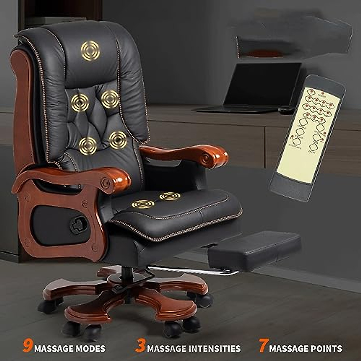 BaRdzo Office Chair Ergonomic Full Reclining Office Chair with Pedal (Color : Black, Size : As Shown)