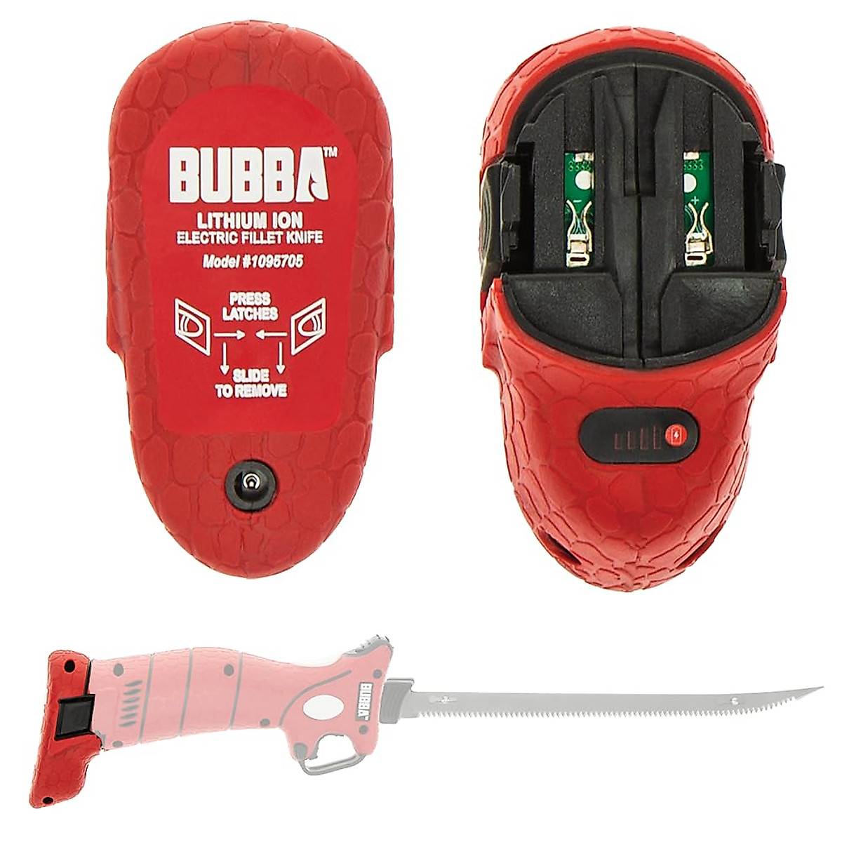 BUBBA Lithium Ion Replacement Battery and Charger Combo for Cordless, Rechargeable EFK, Red