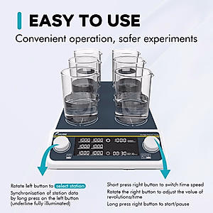 LAB FISH Laboratory Digital Multi Place Magnetic Stirrer Speed 50-1500RPM 6x500ML Position Stir Plate Synchronization & Asynchronous Control Timing for Lab