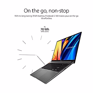 ASUS VivoBook S 16X Slim Laptop, 16" WUXGA (1920 x 1200) 16:10 Display, Intel Core i5-12500H CPU, 8GB RAM, 512GB SSD, Windows 11 Home, Midnight Black, S5602ZA-DB51
