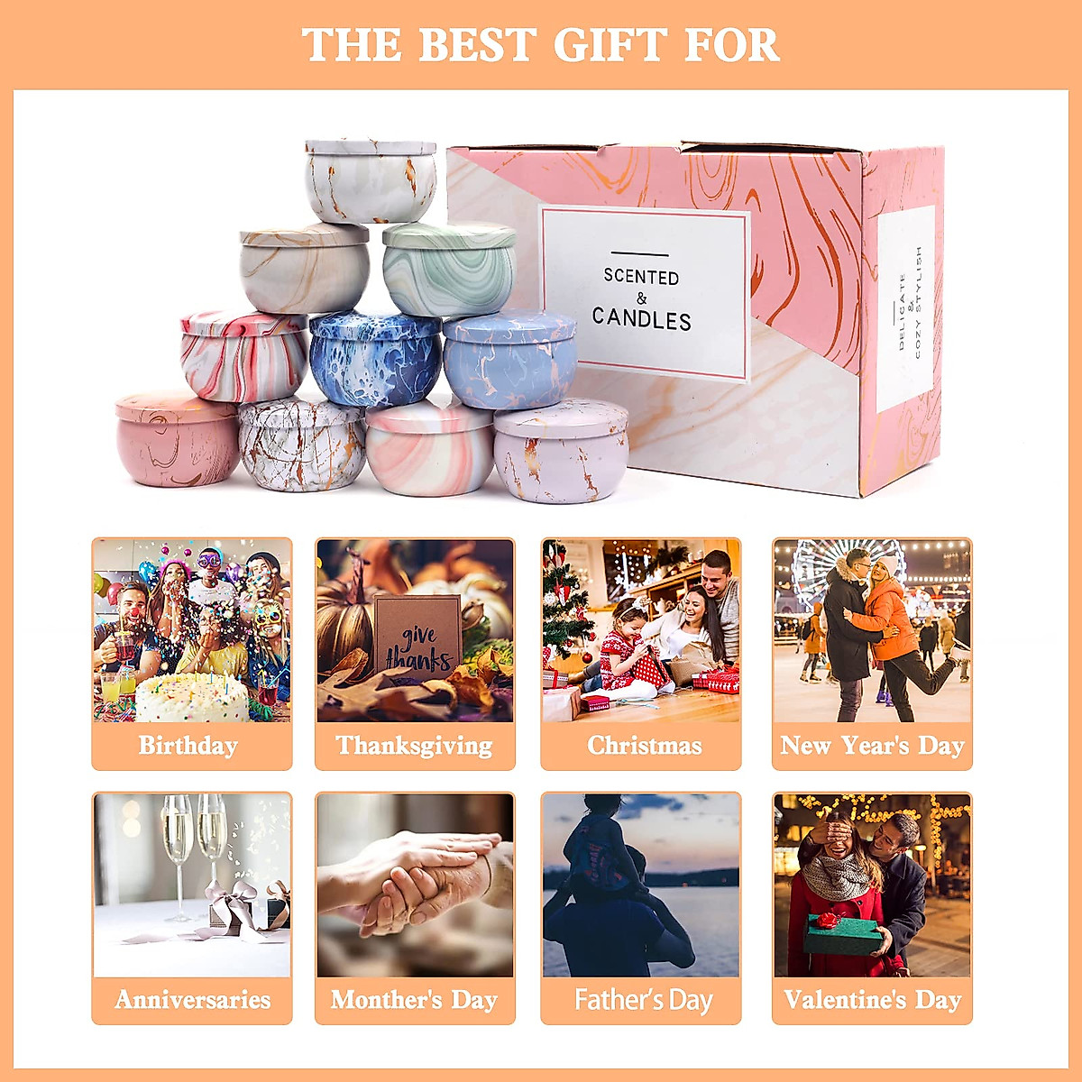 Scented Candles Gifts for Women, 12 Pack Mothers Day Aromatherapy Candles Set for Home Scented, 2.5 Oz Soy Candles Gift with Strong Fragrance for Bath Stress Relief Yoga Reading.