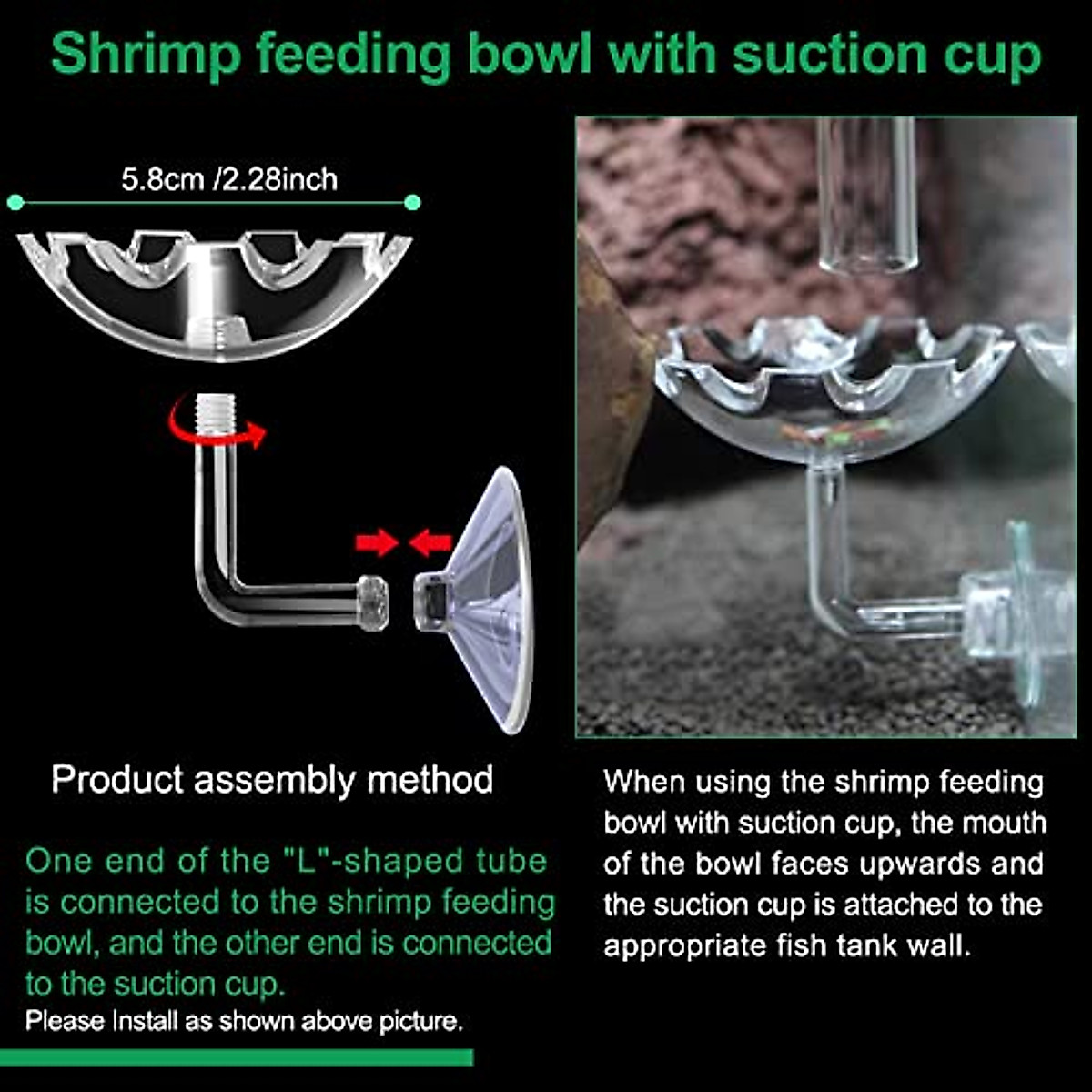 11.8 Inch Shrimp Feeding Tube with Shrimp Feeding Dish，Shrimp Feeding Bowl with Suction Cup，Feeding Tube Cleaning Brush，Aquarium Feeder with Bulb，Feeding Ring，Aquarium Sucker Feeding clamp,Fish net